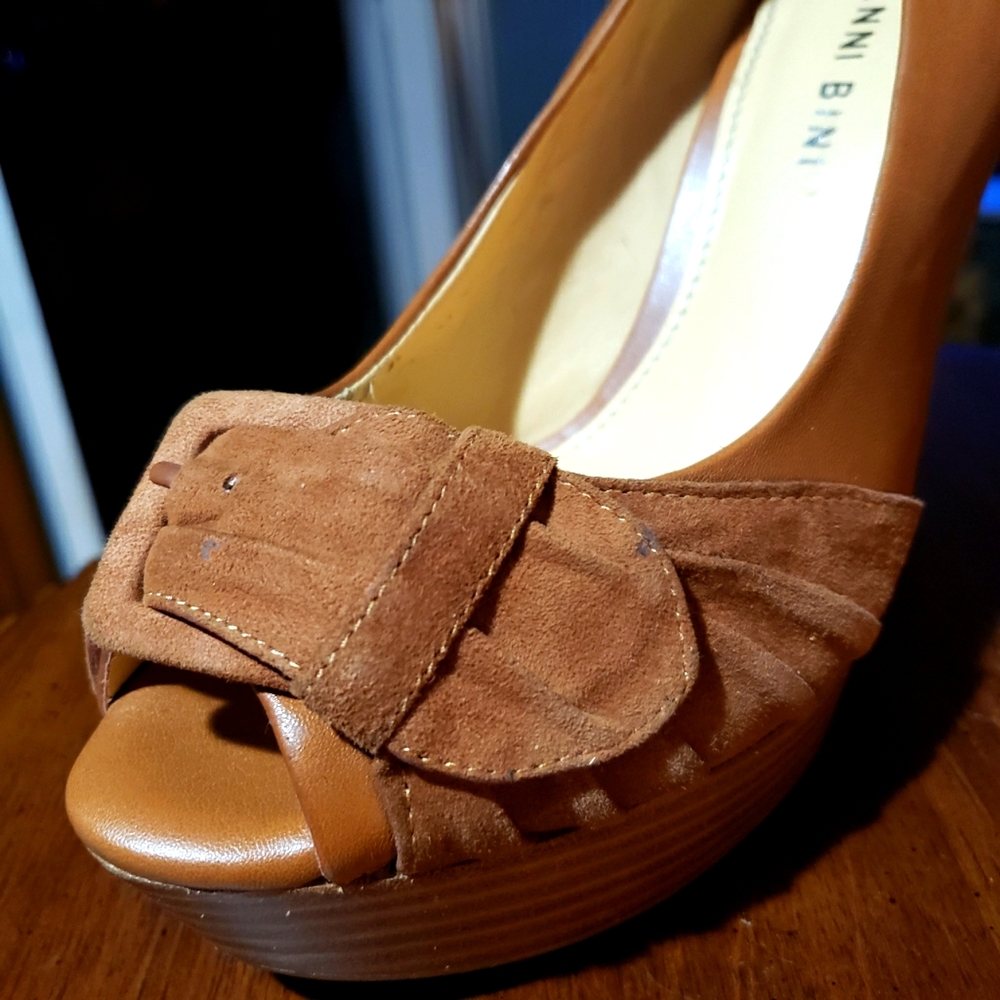 Women's Gianni Bini Brown Suede And Leather Stiletto … - Gem